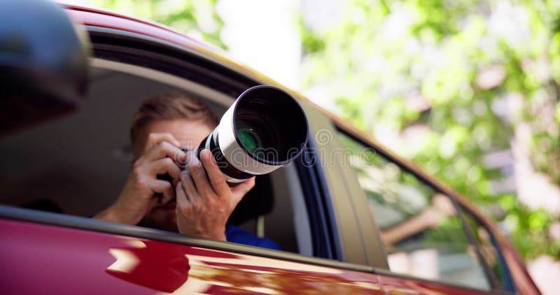 Private Spy in Car Taking Photos Stock Photo - Image of secret, hand ...