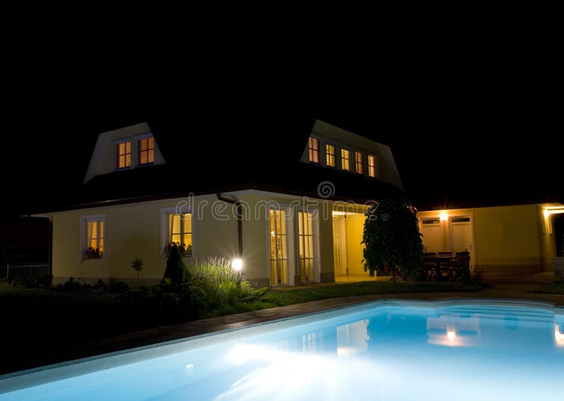 Backyard Pool House stock image. Image of overlook, back - 4576753