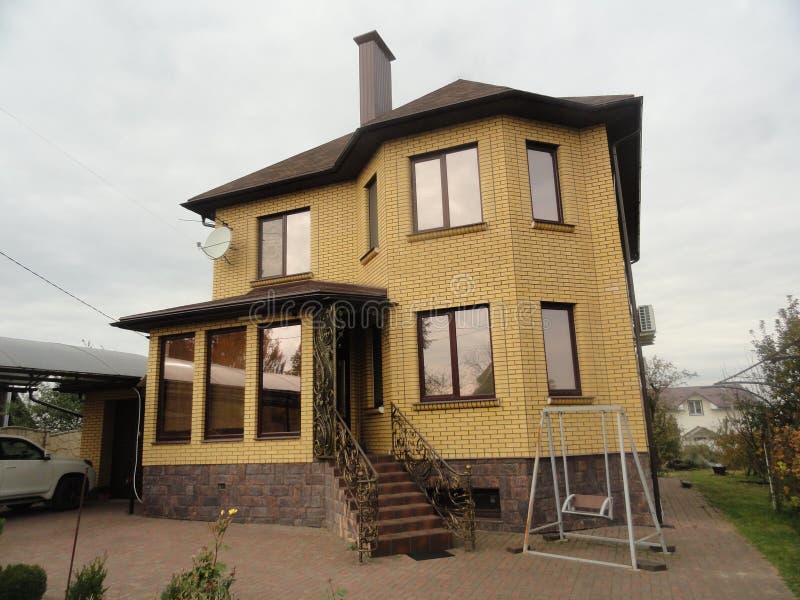 Private Two Storey Yellow Brick House Stock Photos - Free & Royalty ...