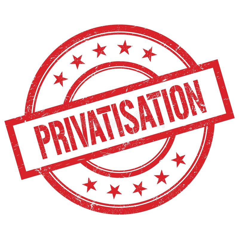 PRIVATISATION Text Written on Red Vintage Round Stamp Stock ...