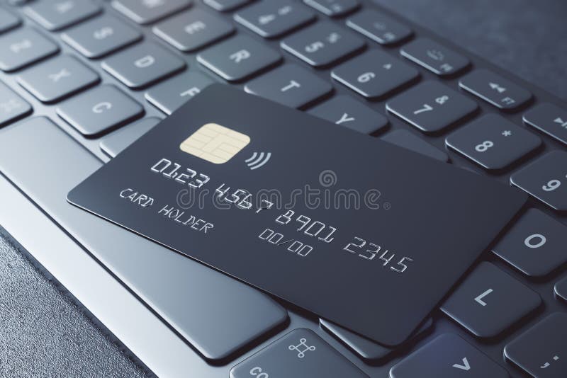 Privilege Online Banking Concept with Black Credit Card on Dark ...