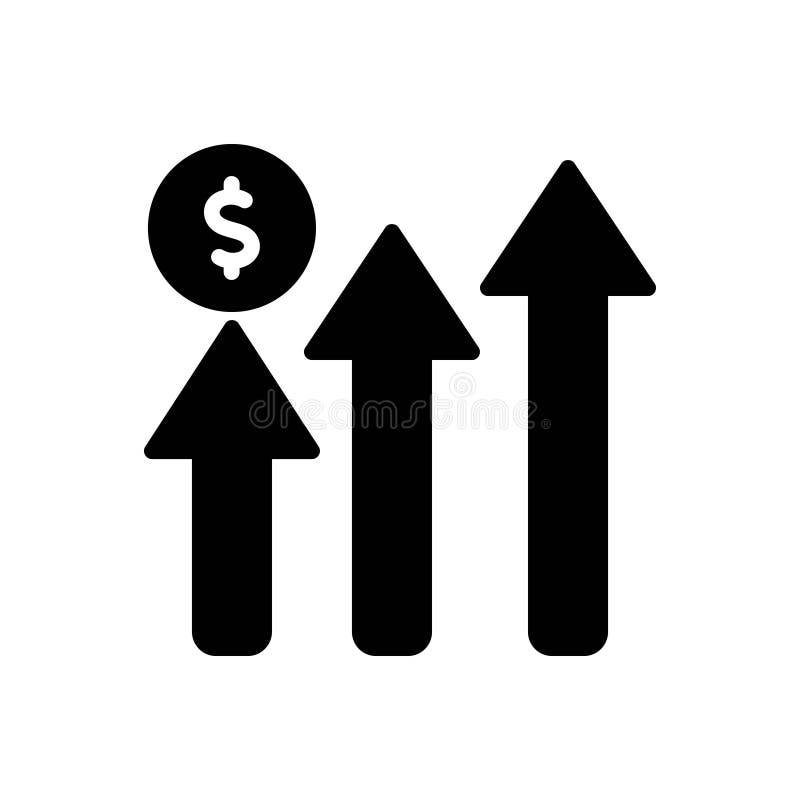 Black Solid Icon for Prix, Increase and Rise Stock Vector ...