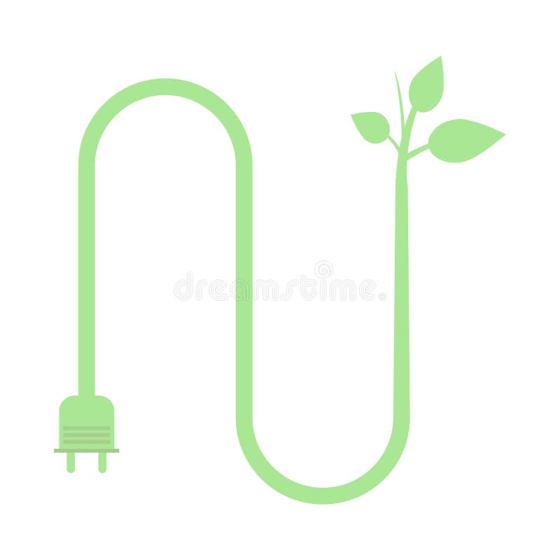 Green Plug and Socket with Leaves Stock Vector - Illustration of nature ...