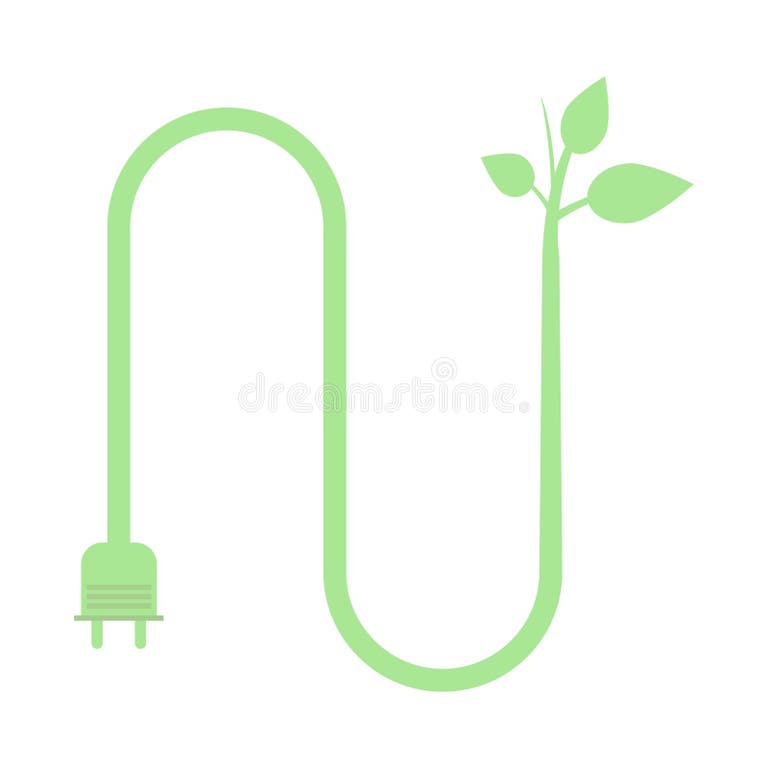 Green Plug and Socket with Leaves Stock Vector - Illustration of nature ...