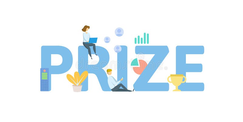 PRIZE. Concept With People, Letters And Icons. Flat Vector Illustration ...