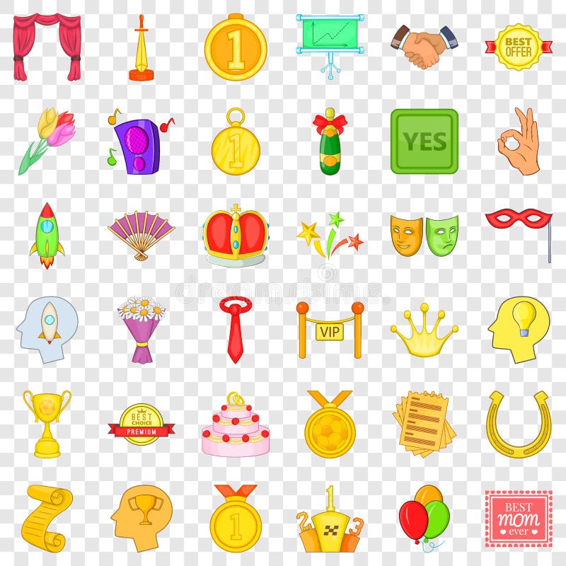 Prize Icons Set, Cartoon Style Stock Vector - Illustration of ribbon ...