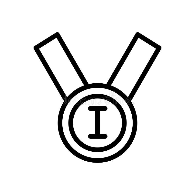 Prize Medallion Icon Line Isolated on White Background. Black Flat Thin ...