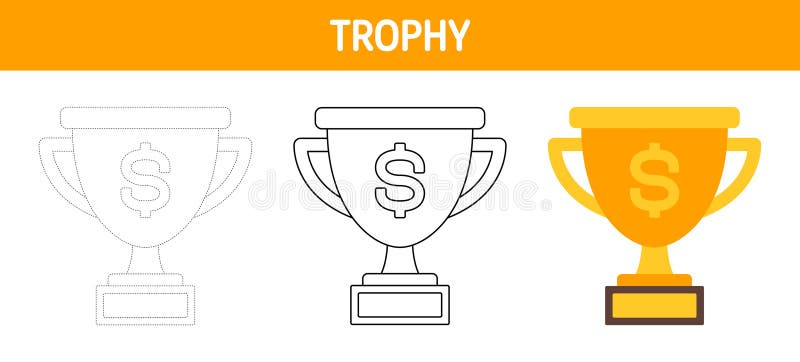 Prize Money Tracing and Coloring Worksheet for Kids Stock Vector ...