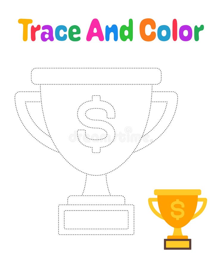 Prize Money Tracing Worksheet for Kids Stock Illustration ...