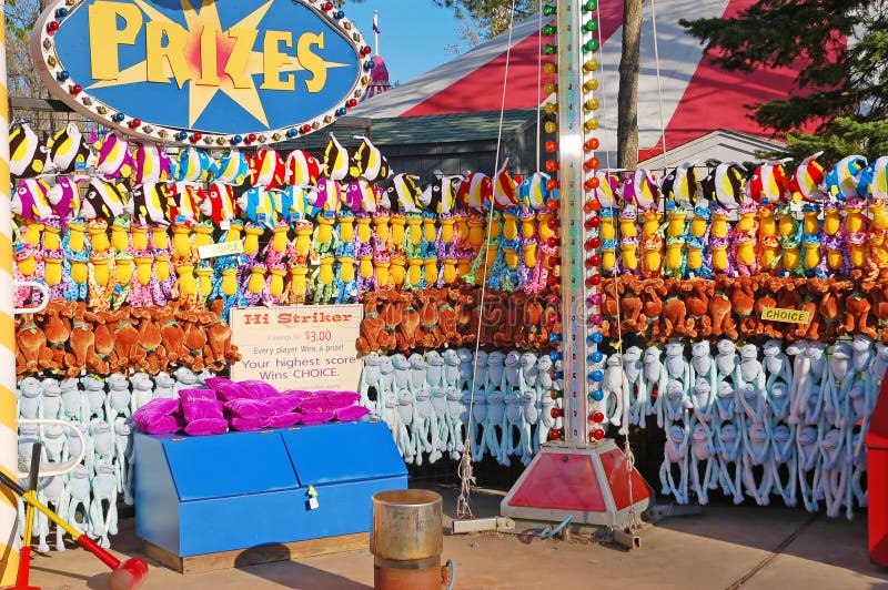 Carnival game booth prizes editorial stock photo. Image of event - 58906403