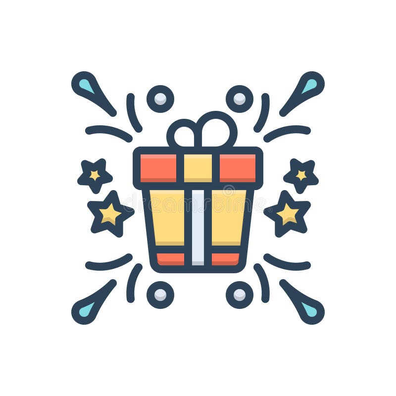 Color Illustration Icon for Prizes, Reward and Box Stock Illustration - Illustration of surprise ...