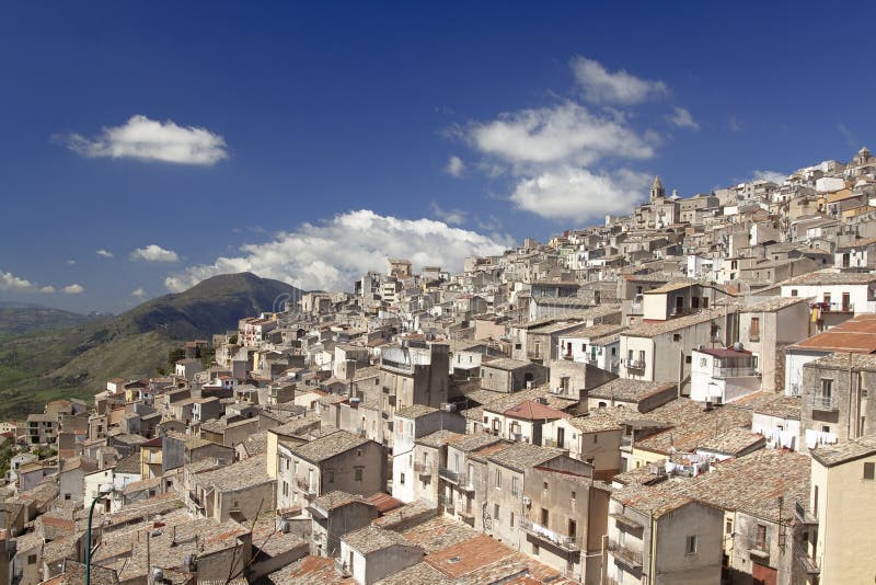 Prizzi, Sicily stock image. Image of cityscape, densely - 73825075