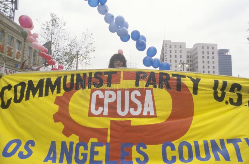 Pro-communist Marchers Holding Banner Editorial Photography - Image of ...