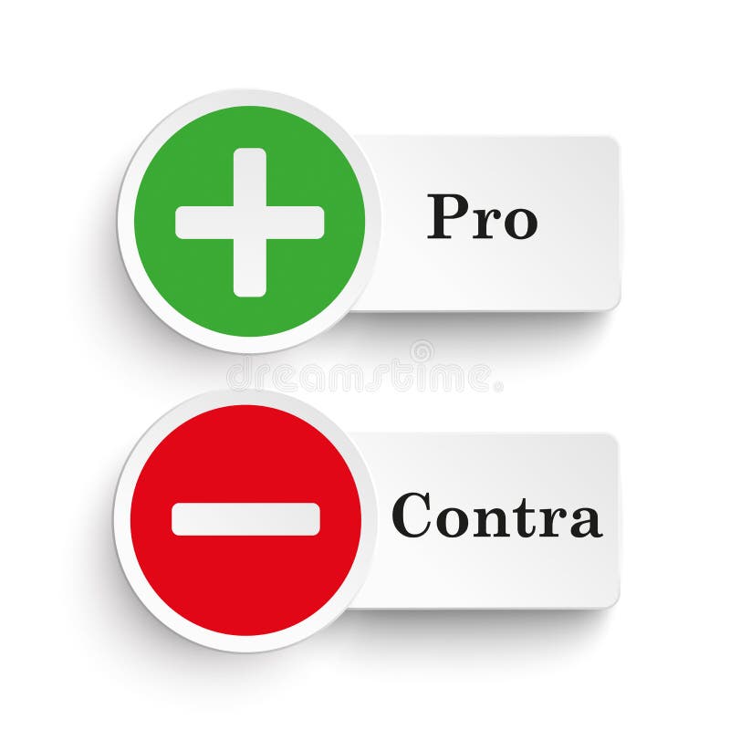 Pro contra ícones redondos ilustração do vetor. Ilustração de vetor ...