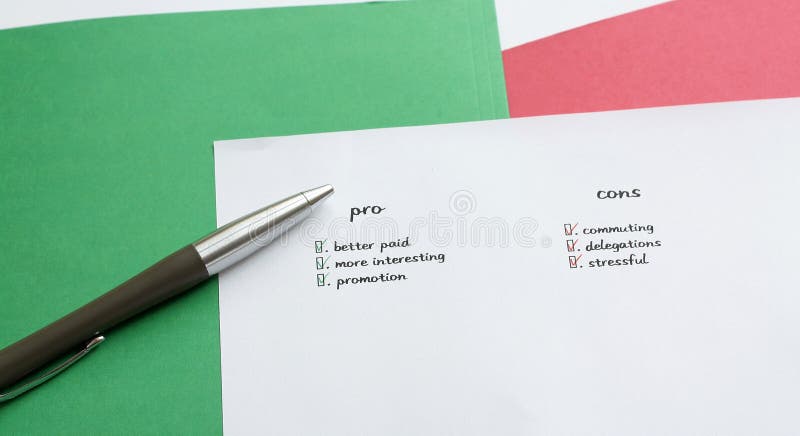 Pro e contro immagine stock. Immagine di decisione, soluzione - 13443175