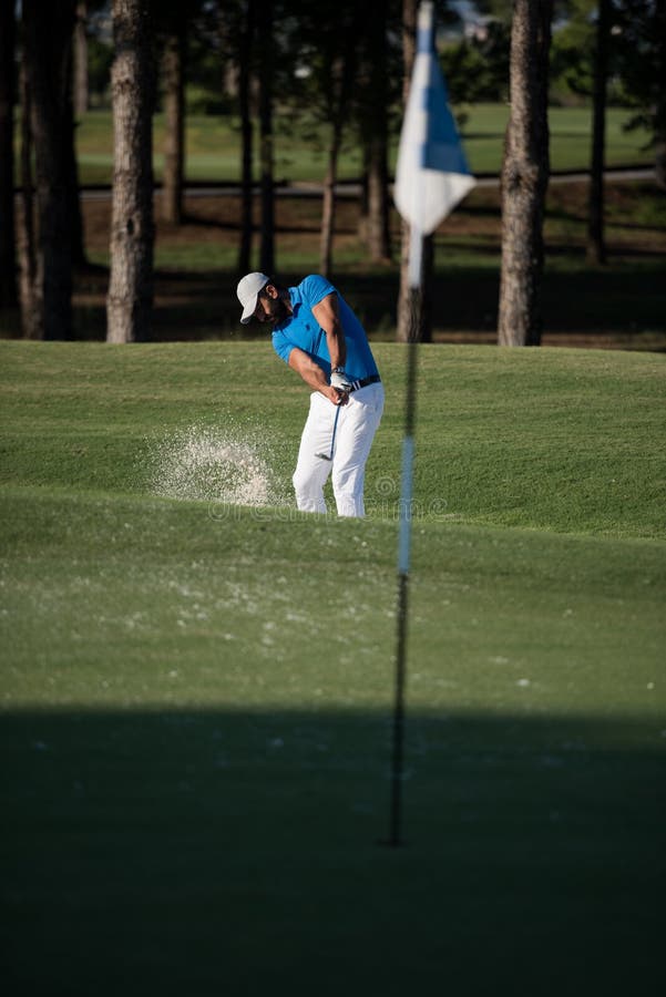 Pro Golfer Hitting a Sand Bunker Shot Stock Image - Image of golf ...