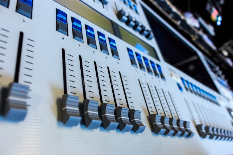 Pro Lighting Designers Programming Console, Desk Stock Image - Image of ...