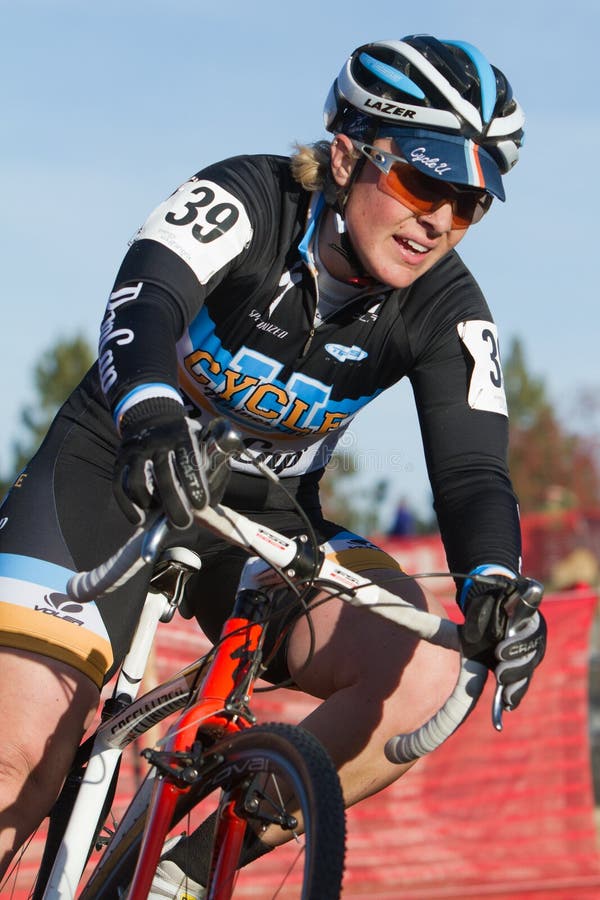 Pro Woman Cyclocross Racer editorial stock image. Image of bicycle ...