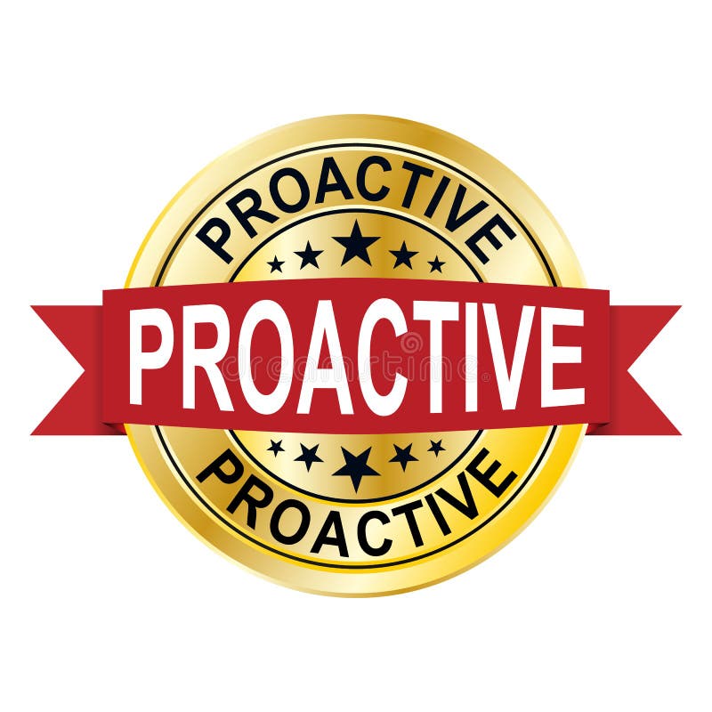 Proactive Act Now Golden Round Medal Badge Stock Vector - Illustration ...