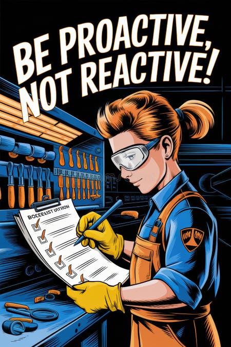 Proactive Mindset in Industrial Environment Poster Stock Illustration ...