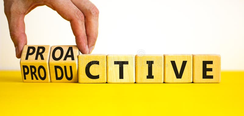 Proactive and Productive Symbol. Businessman Turns Cubes and Changes ...