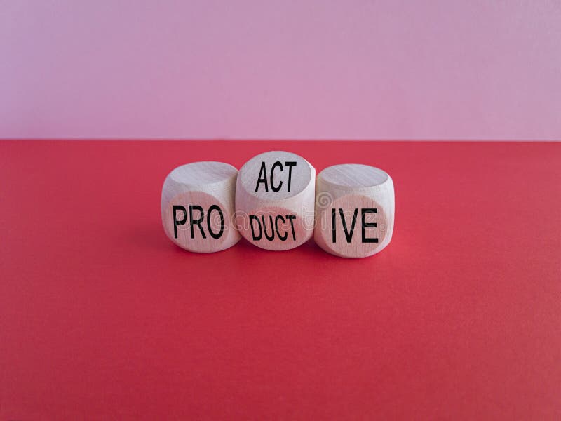 Proactive and Productive Symbol. Turned Cube and Changes the Word ...