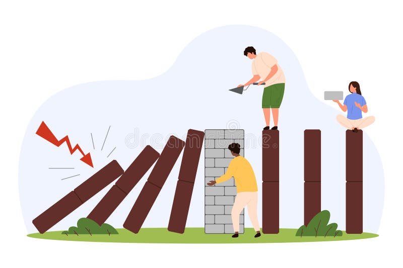 Proactive Risk Management, Tiny People Building Brick Wall To Avoid ...