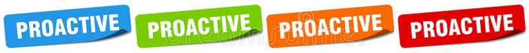 Proactive Sticker. Proactive Sticker Set on White Background Stock ...