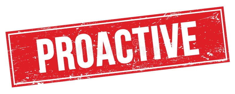PROACTIVE Text on Red Grungy Rectangle Stamp Stock Illustration ...