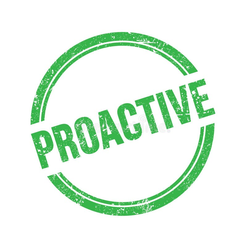 PROACTIVE Text Written on Green Grungy Round Stamp Stock Illustration ...