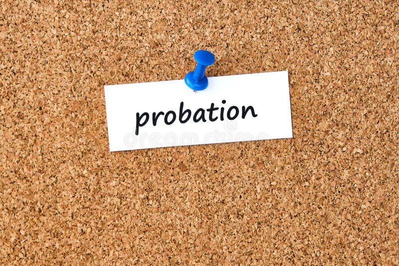 Probation. Word Written on a Piece of Paper, Cork Board Background ...