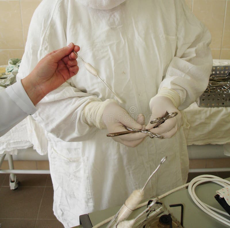 Probe for Sterile of Surgical Instruments Stock Photo - Image of hands ...