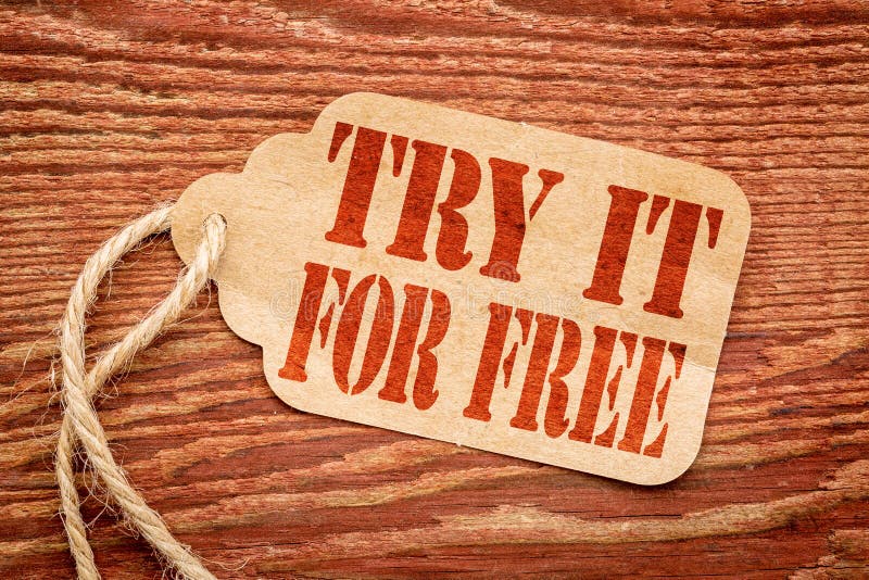 Probeer Het Kostenloos Op Prijskaartje Stock Foto - Image of afzet ...