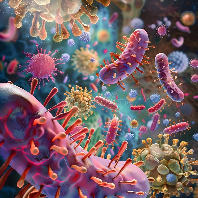 Probiotic Bacteria Surrounded by Various Digestive System Cells Stock ...