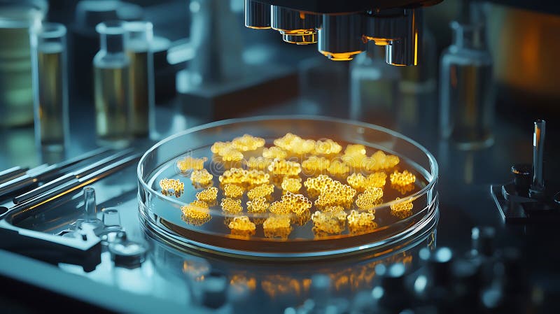 Probiotic Bacterial Colonies Glowing Symmetrically Under Microscope ...