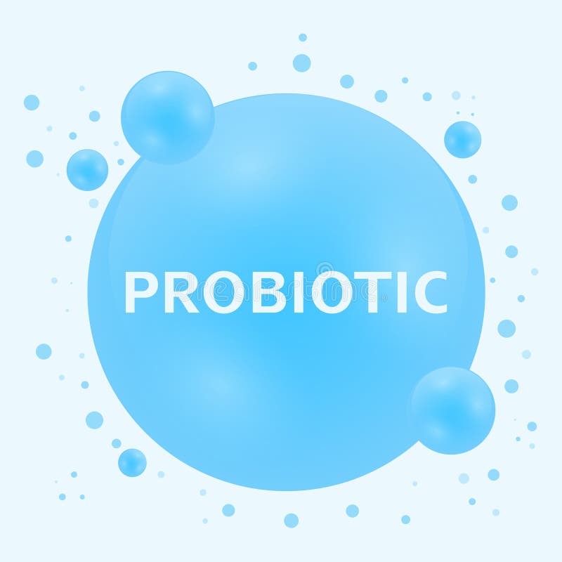 Probiotic Concept with Floating Blue Spheres on Light Background Stock ...