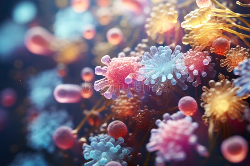 Probiotics Bacteria Biology Microorganisms Under Microscope Stock ...