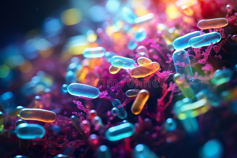 Probiotics Bacteria Biology Microorganisms Under Microscope Stock ...