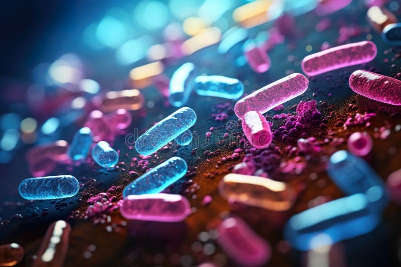 Probiotics Bacteria Biology Microorganisms Under Microscope Stock ...