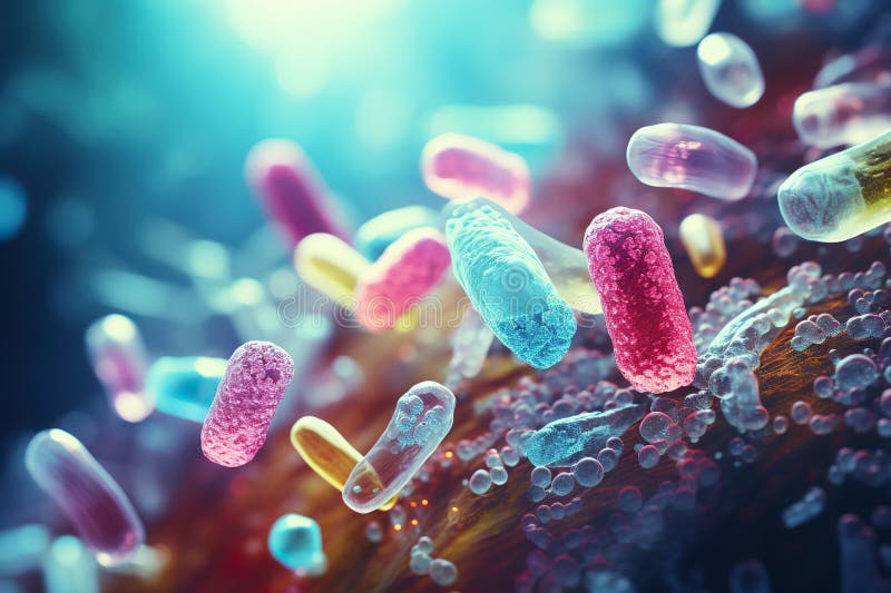 Probiotics Bacteria Biology Microorganisms Under Microscope Stock ...