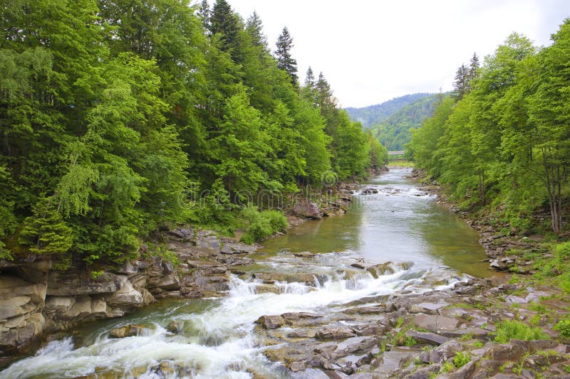 Probiy Waterfall on the Prut River in Yaremche, Ukraine Stock Photo ...