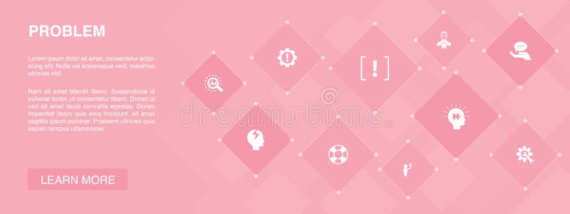 Problem Banner 10 Icons Concept.solution Stock Vector - Illustration of ...