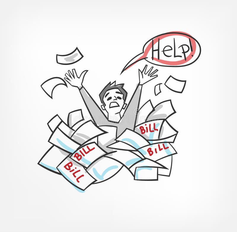Problem with Bills Concept Vector Illustration Yelling for Help Man ...