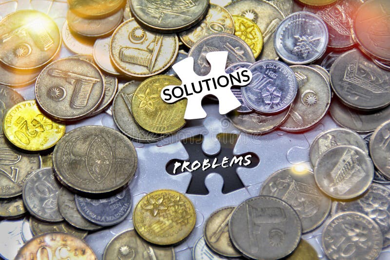 Problem Concepts and Solutions with a Coin Background Stock Photo ...
