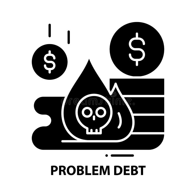 Problem Debt Icon, Black Vector Sign with Editable Strokes, Concept ...