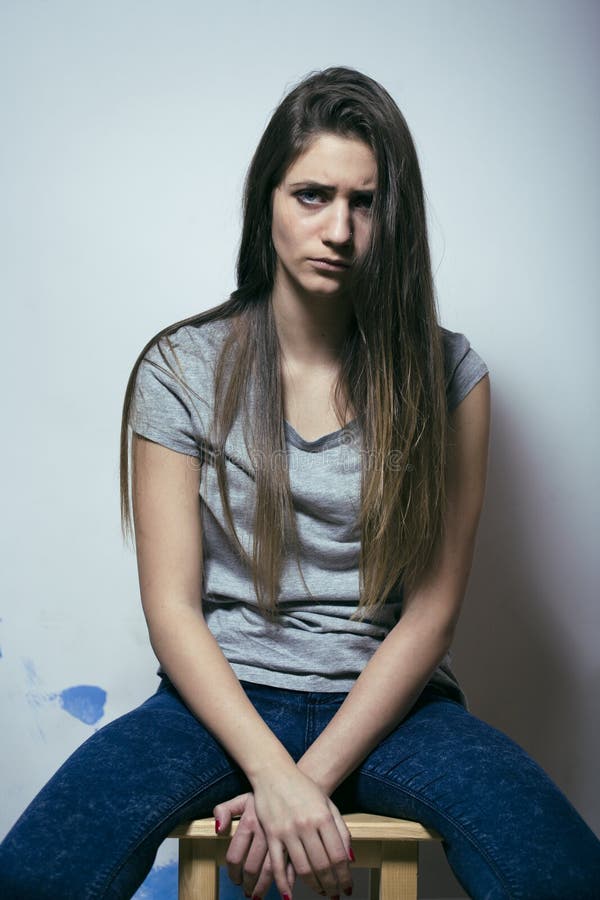 Problem Depressioned Teenage with Messed Hair and Sad Face Stock Photo ...