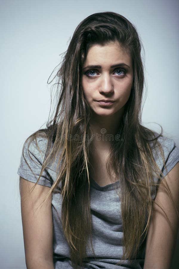 Problem Depressioned Teenage with Messed Hair and Sad Face Stock Image ...