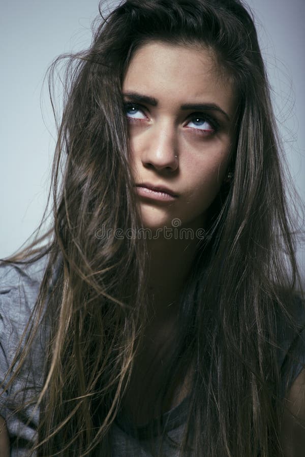 Problem Depressioned Teenage with Messed Hair and Sad Face Stock Image ...