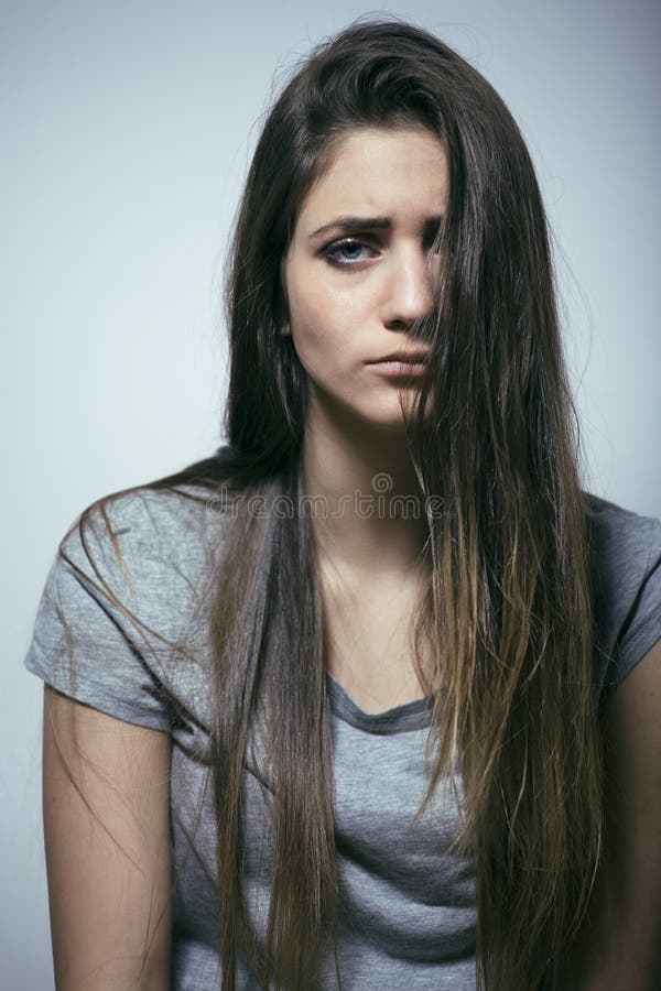 Problem Depressioned Teenage with Messed Hair and Sad Face Stock Image ...