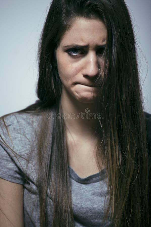 Problem Depressioned Teenage with Messed Hair and Sad Face Stock Image ...